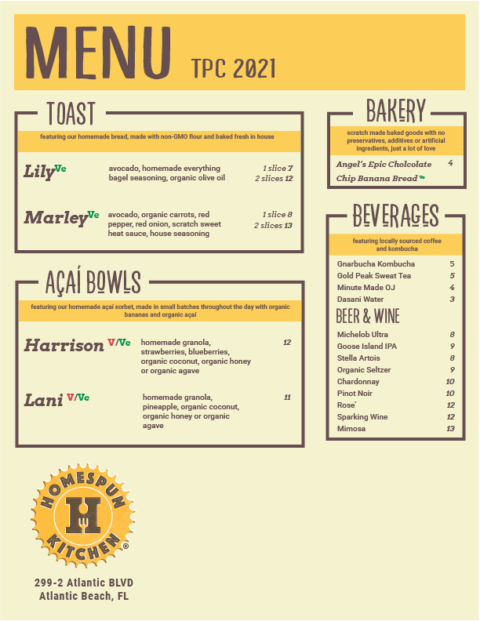 TPC MENU for 2021 - Homespun Kitchen